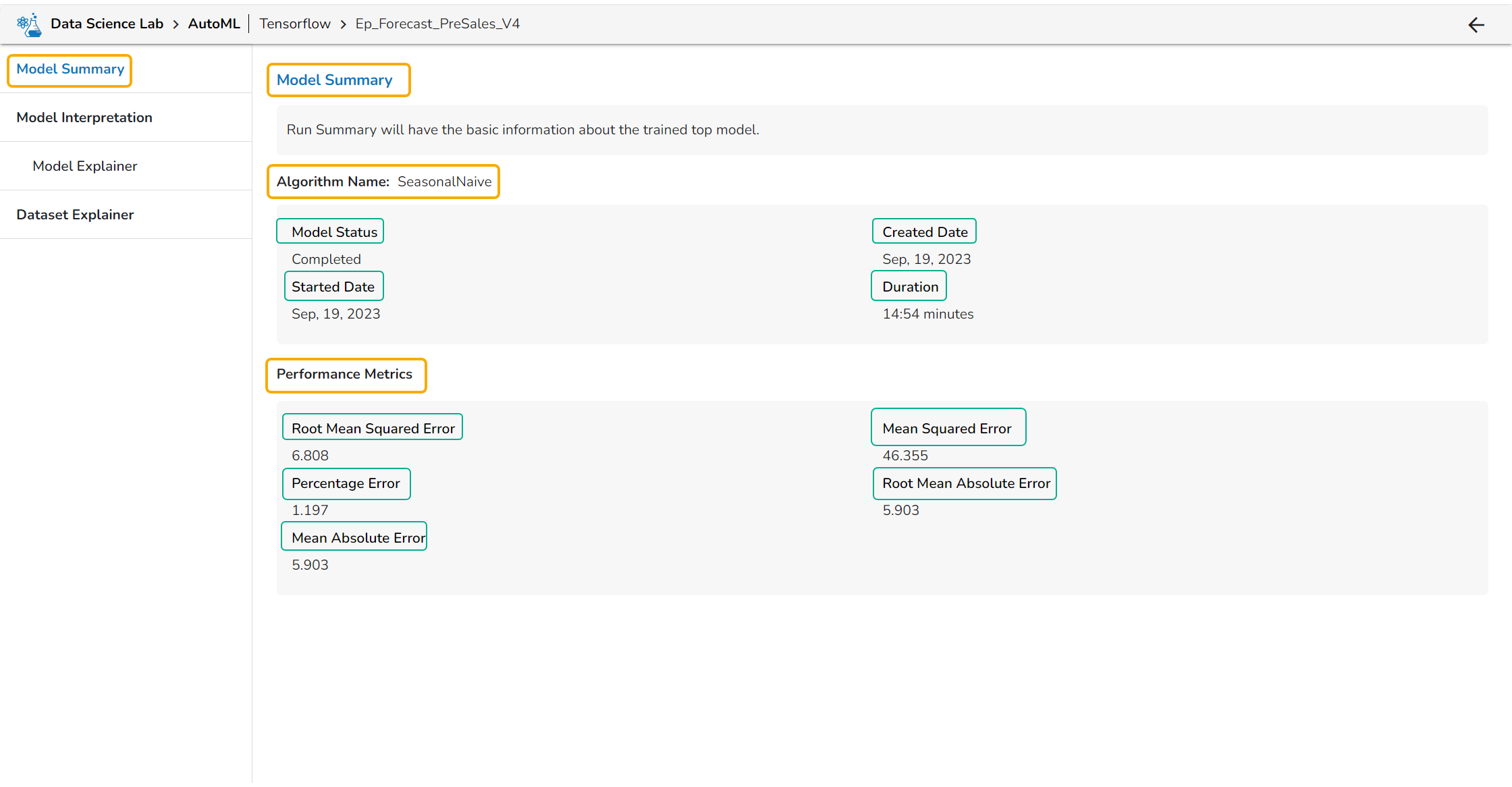 Model Summary - Data Science Lab