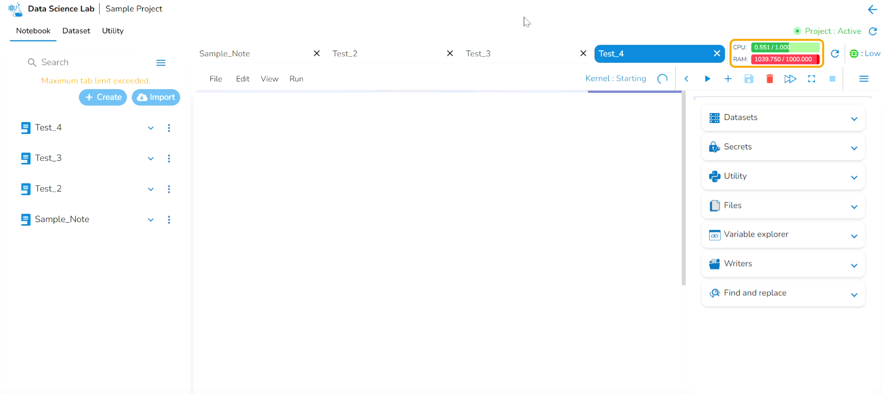 Resource Utilization Graph - Data Science Lab