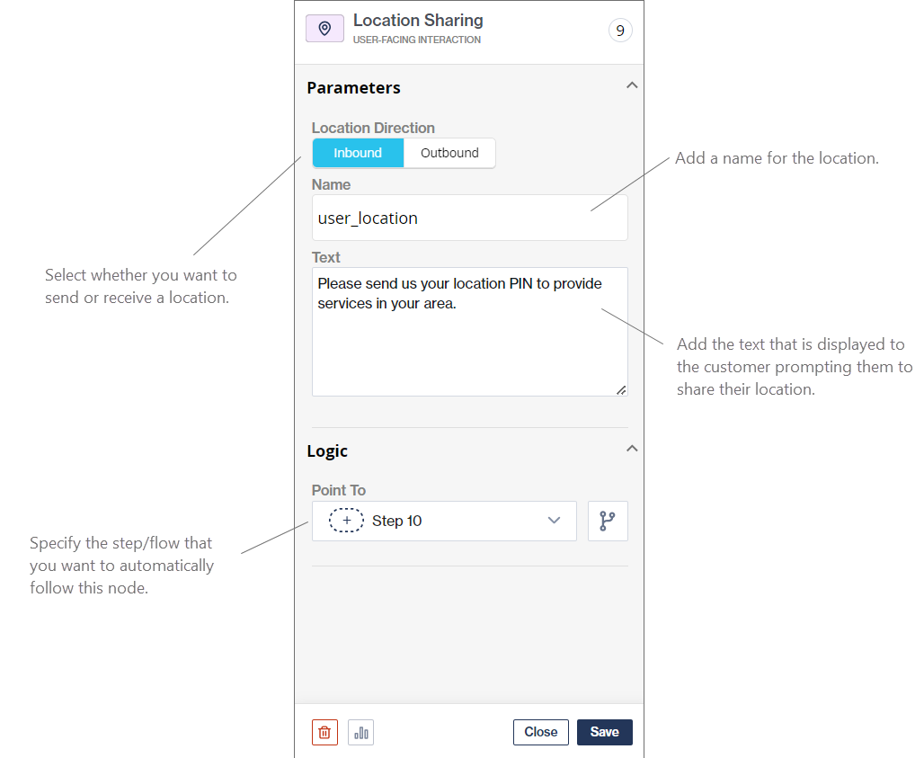 Location sharing - Chat Flow User Guide