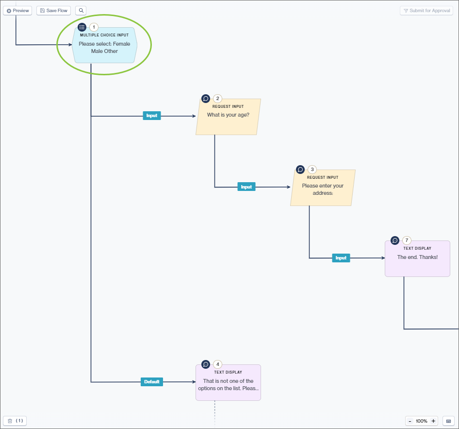 Multiple Choice Input - Chat Flow User Guide