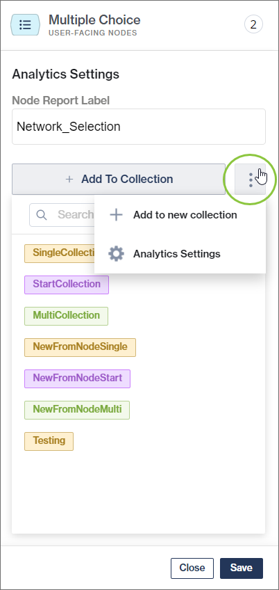 Collections & reporting labels - Chat Flow User Guide
