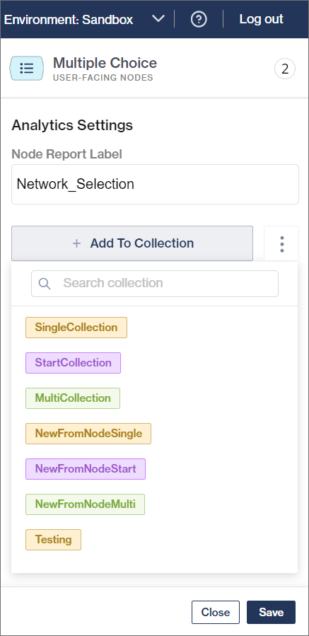 Collections & reporting labels - Chat Flow User Guide