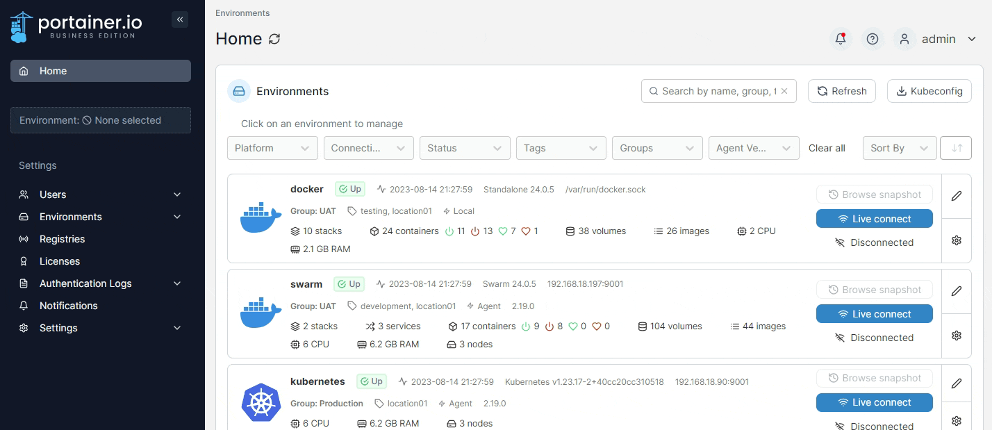 from the registry provider section select the type of registry
