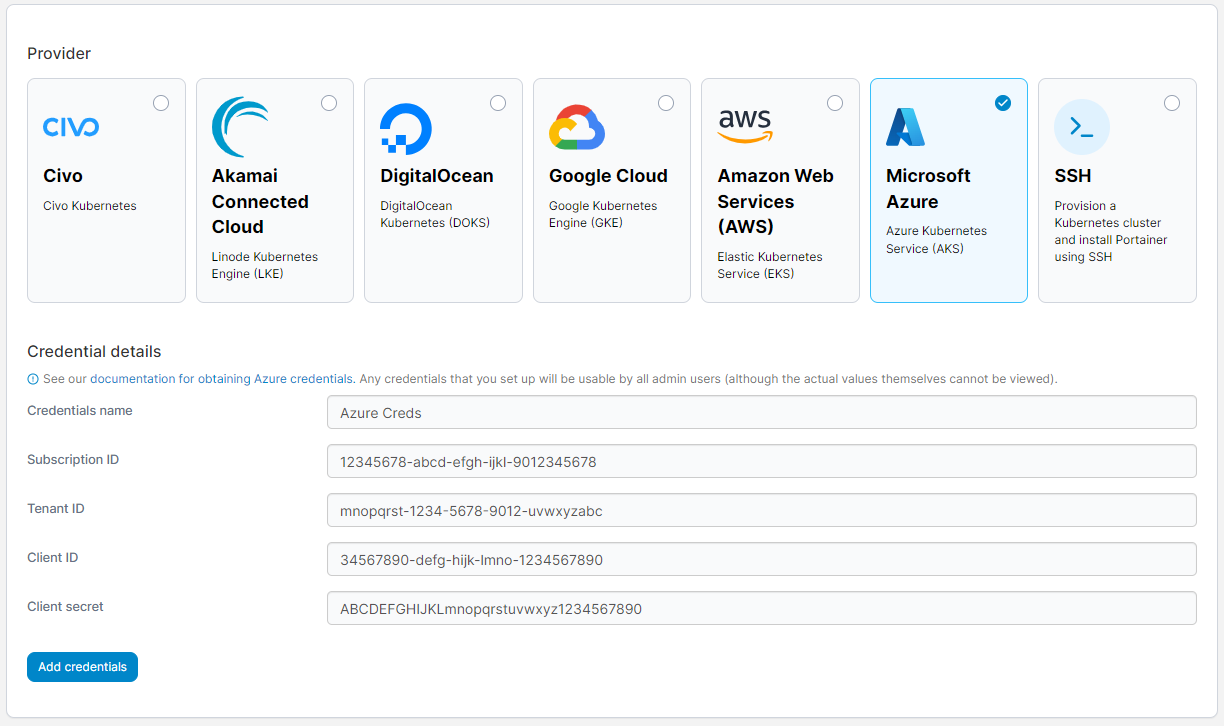 when you re ready click add credentials your credentials will