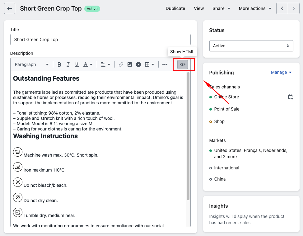Product Description - Umino-Shopify