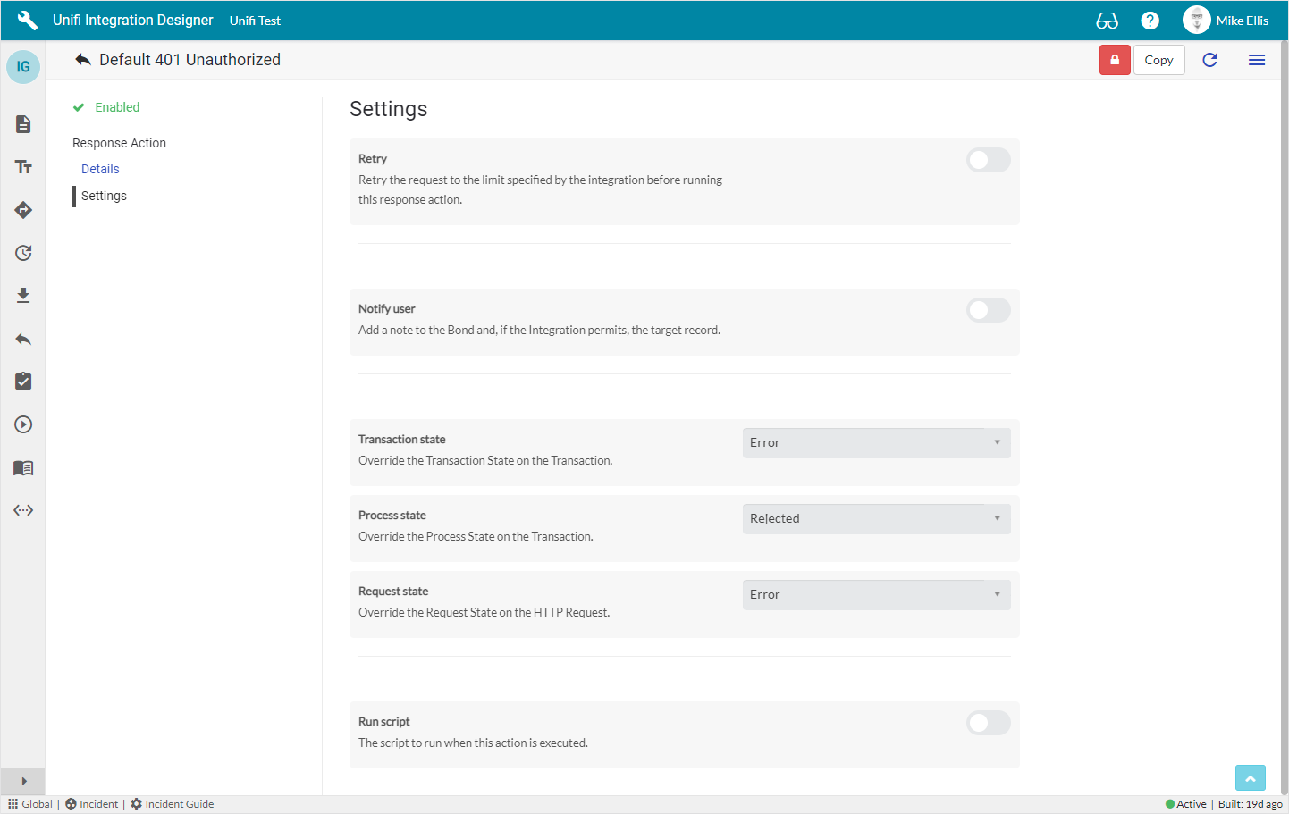 Response Actions - Unifi Documentation