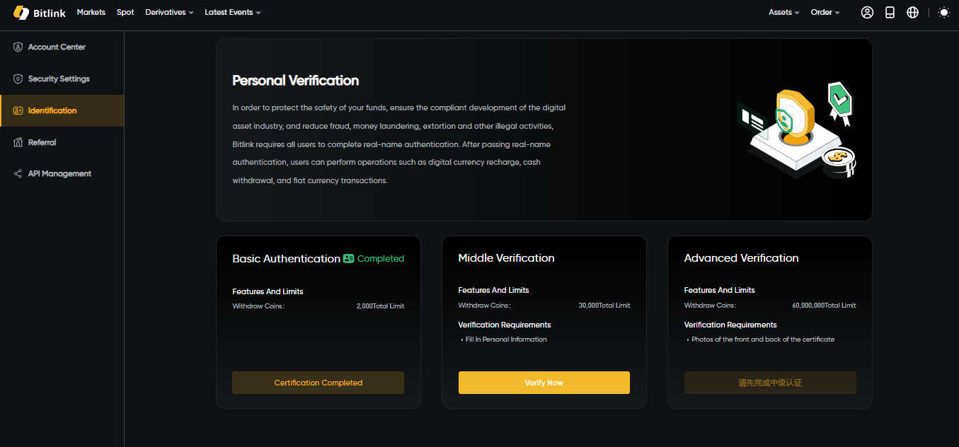 Completing Personal Identity Verification on Bitlink - Bitlink (Vietnam)