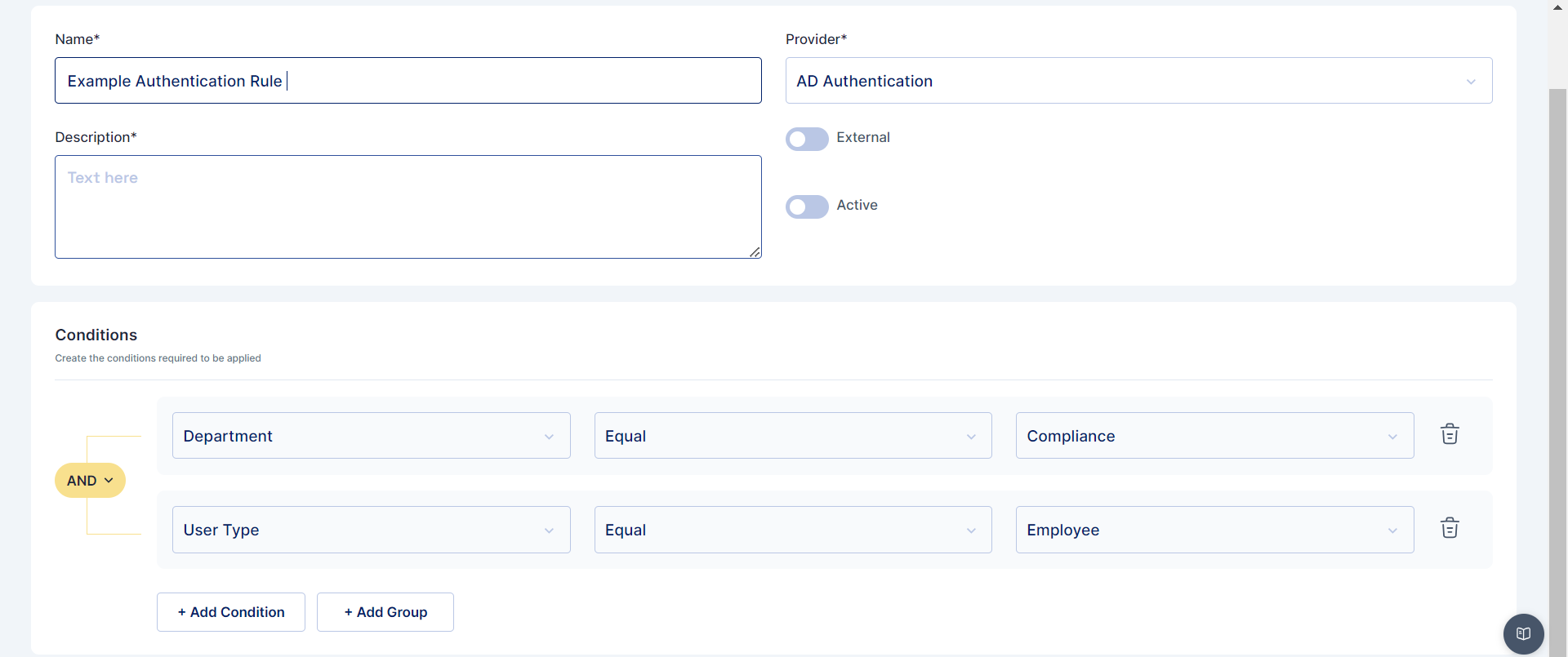 Authentication Rules - Cymmetri