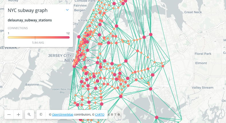 A NYC subway connection graph using Delaunay triangulation - Academy