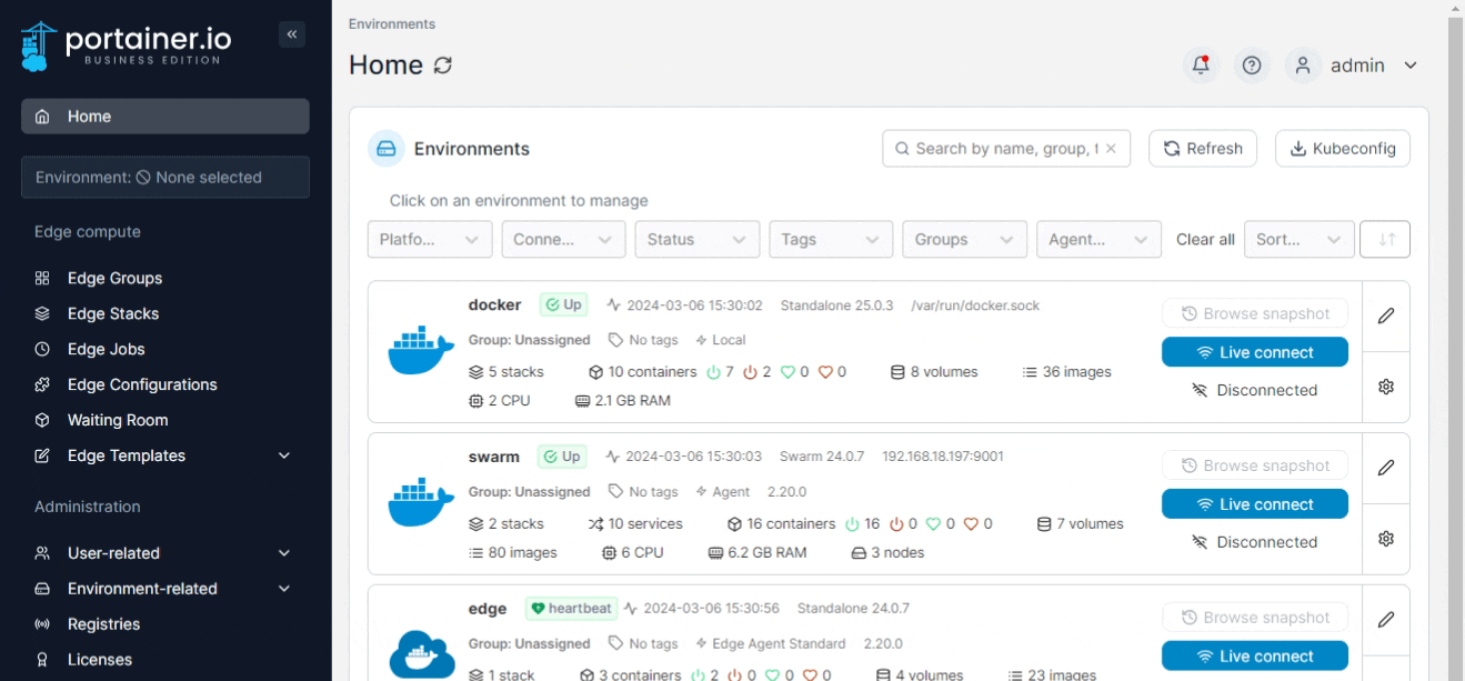 changing the theme portainer lets you choose between light dark