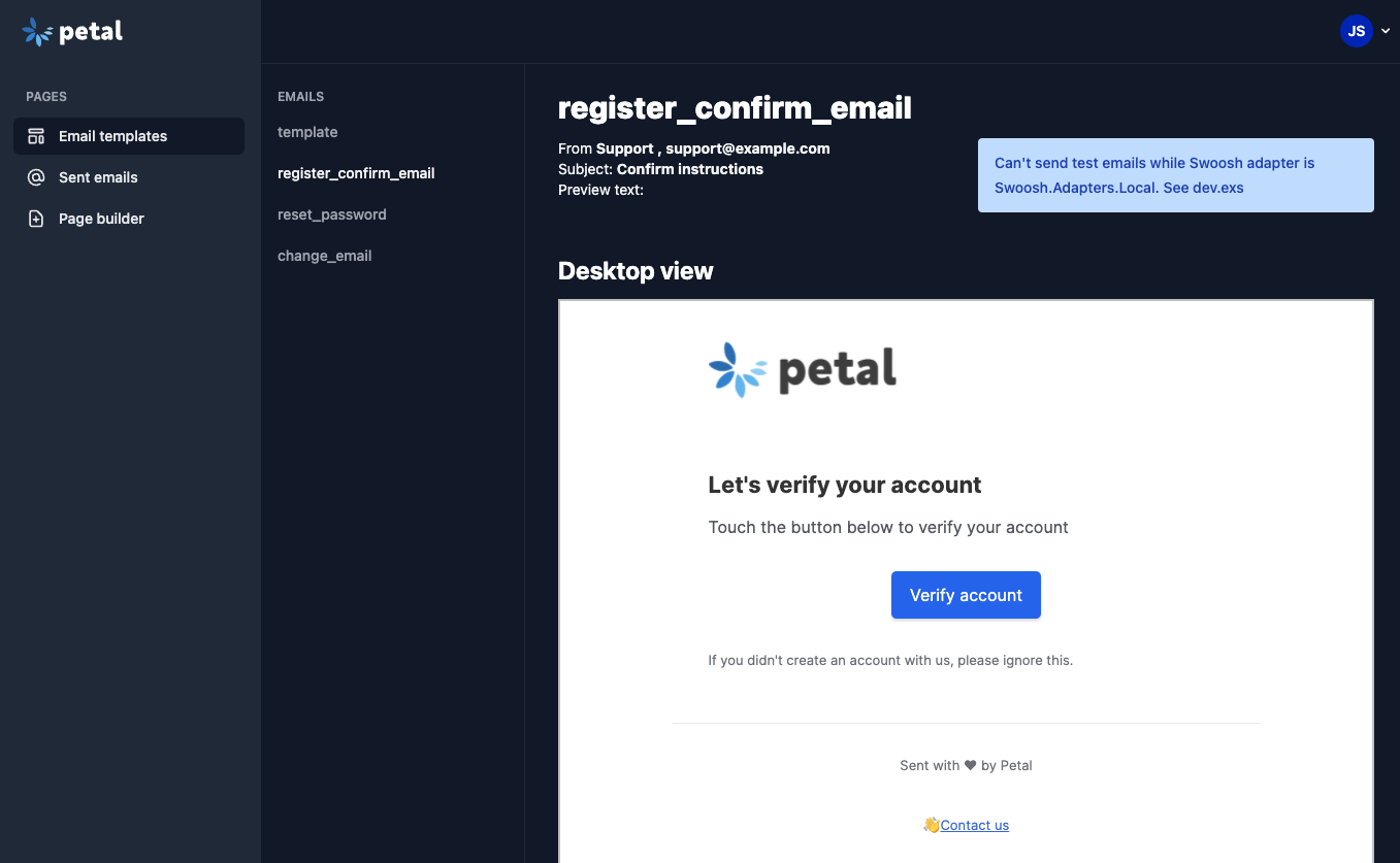 Included Pages - Petal Pro Documentation