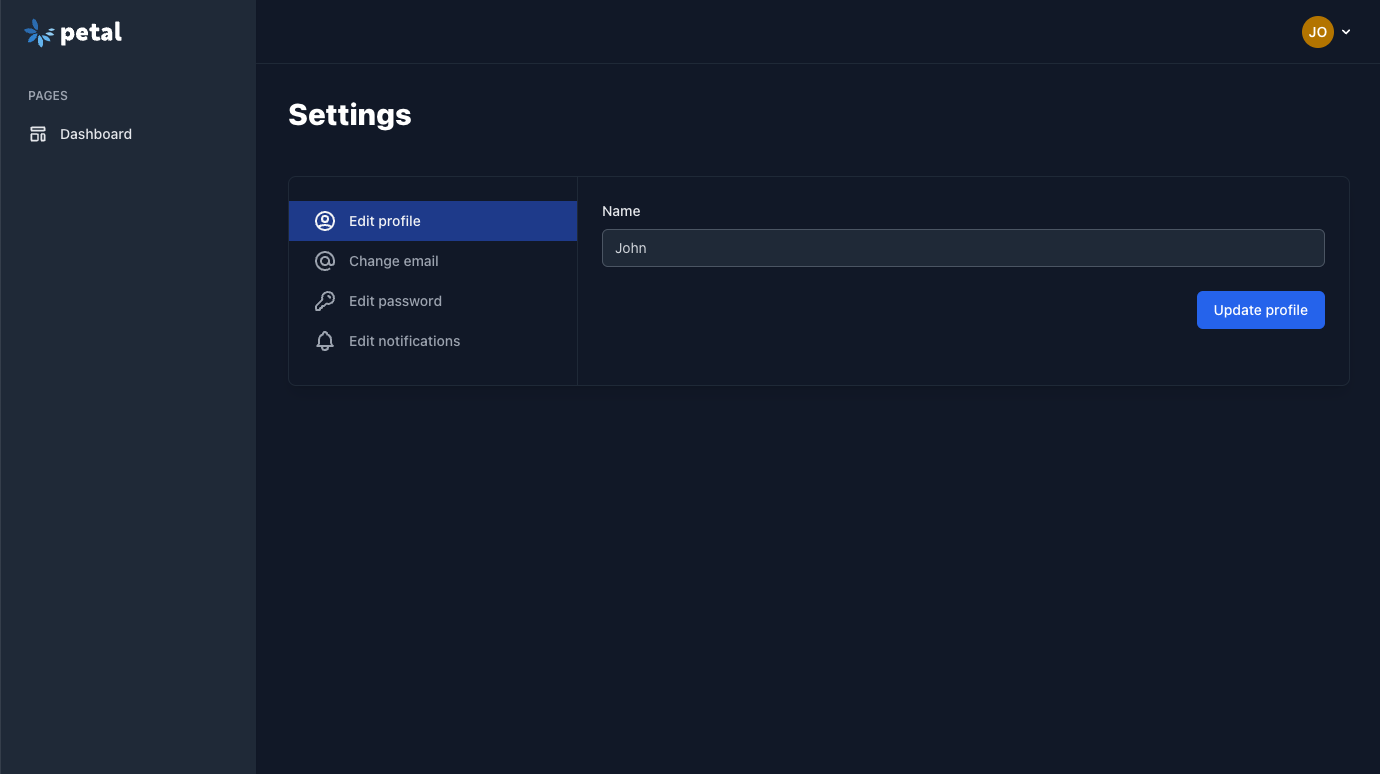 Included Pages - Petal Pro Documentation