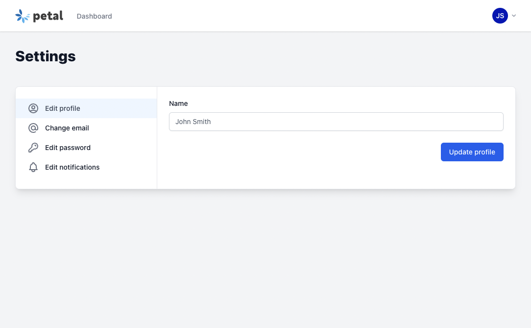 Layouts & Menus - Petal Pro Documentation