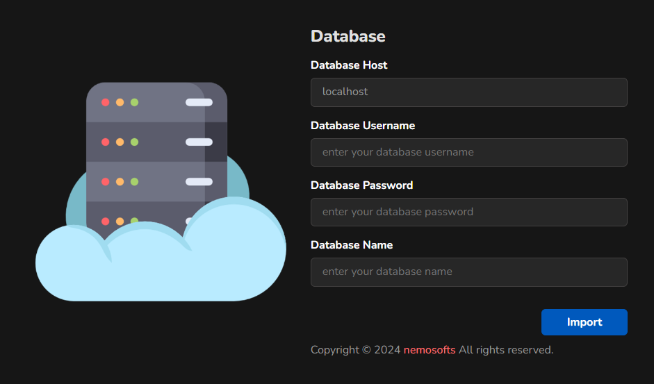 database importing will take some time to import database after