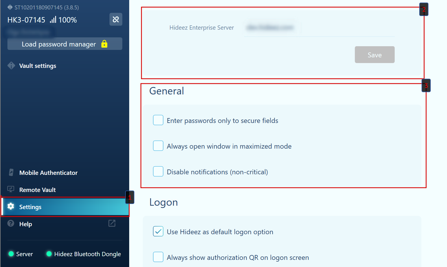 General Settings - Hideez Authentication Service (EN)
