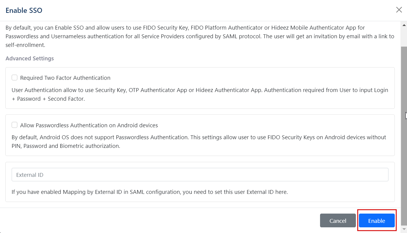 Setup for SSO scenario - Hideez Authentication Service (EN)