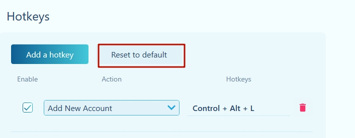 Configuring hotkeys - Hideez Authentication Service (EN)