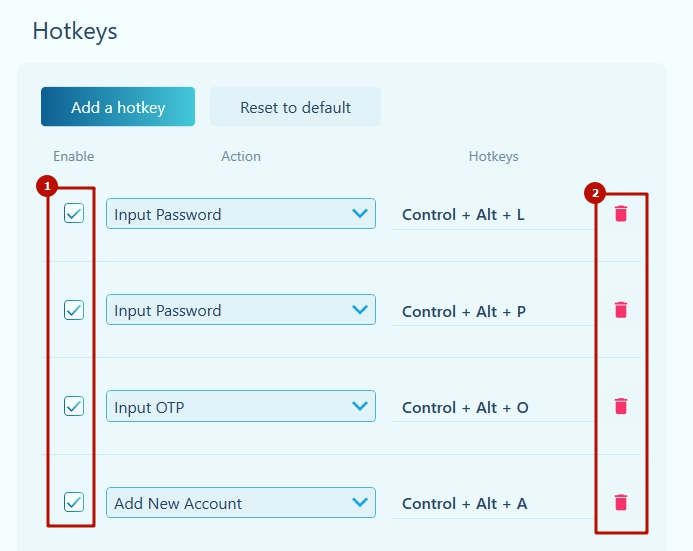 Configuring hotkeys - Hideez Authentication Service (EN)
