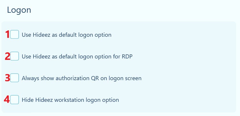 Logon settings - Hideez Authentication Service (EN)