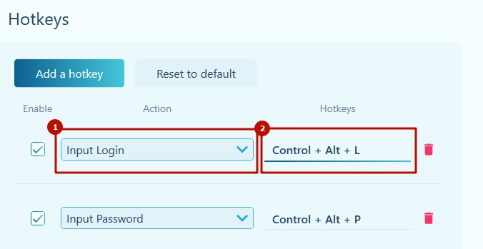 Configuring hotkeys - Hideez Authentication Service (EN)