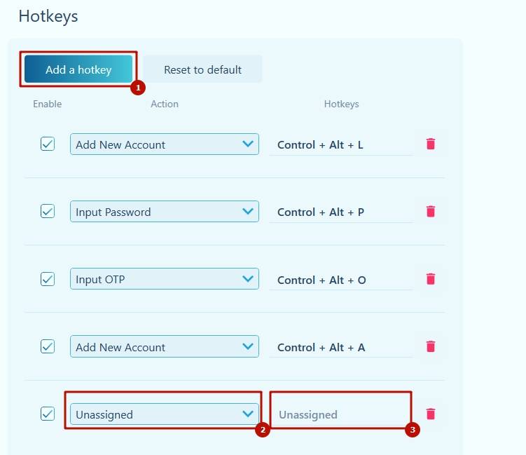 Configuring hotkeys - Hideez Authentication Service (EN)