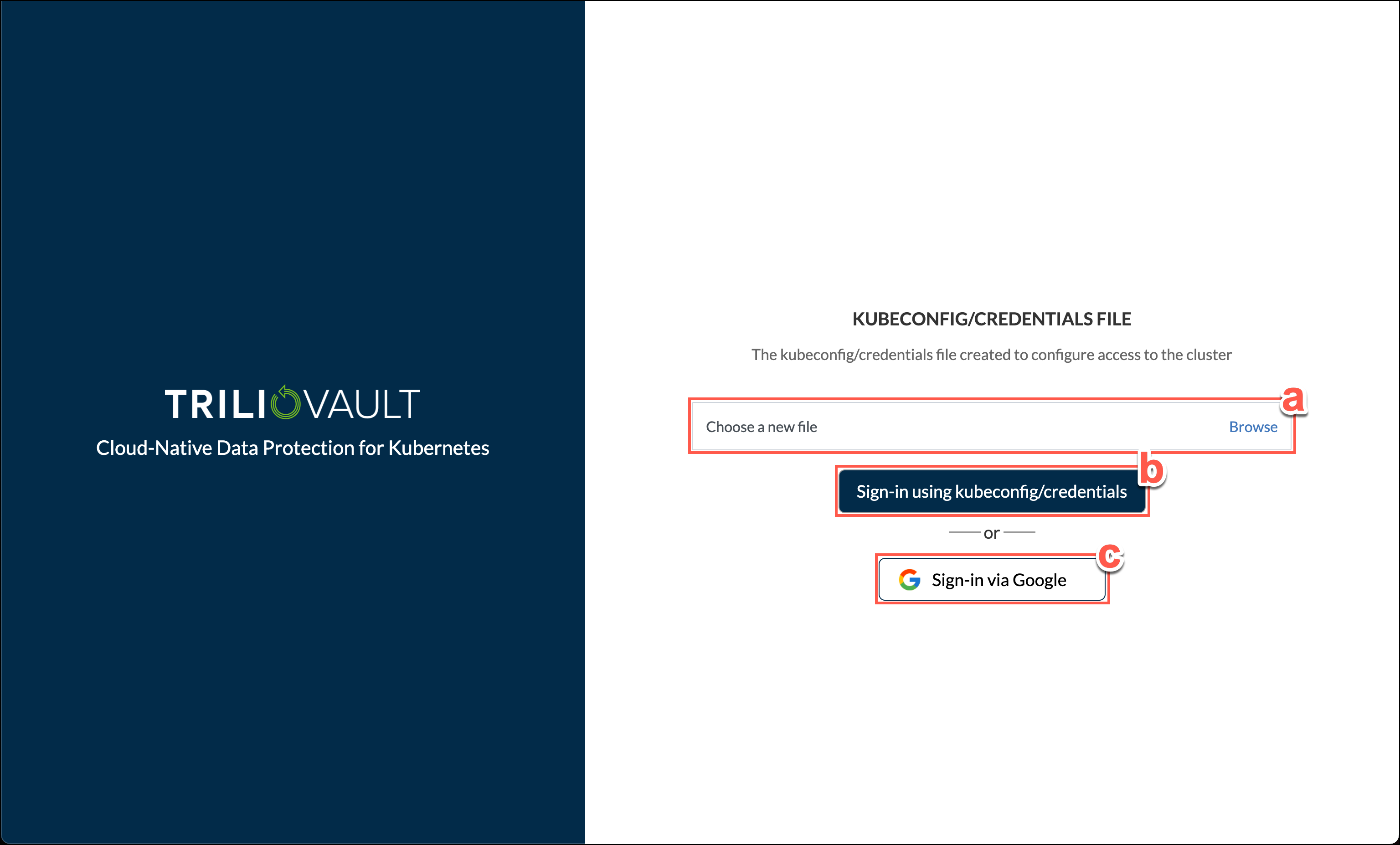 UI Login - Trilio for Kubernetes