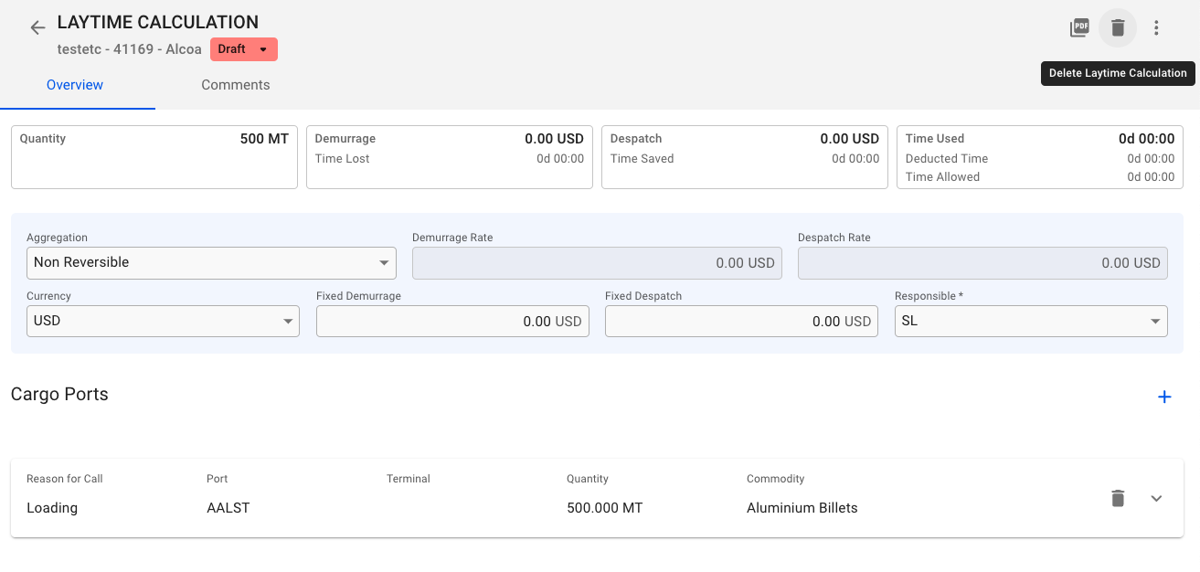Delete Laytime Calculation - Knowledge Base
