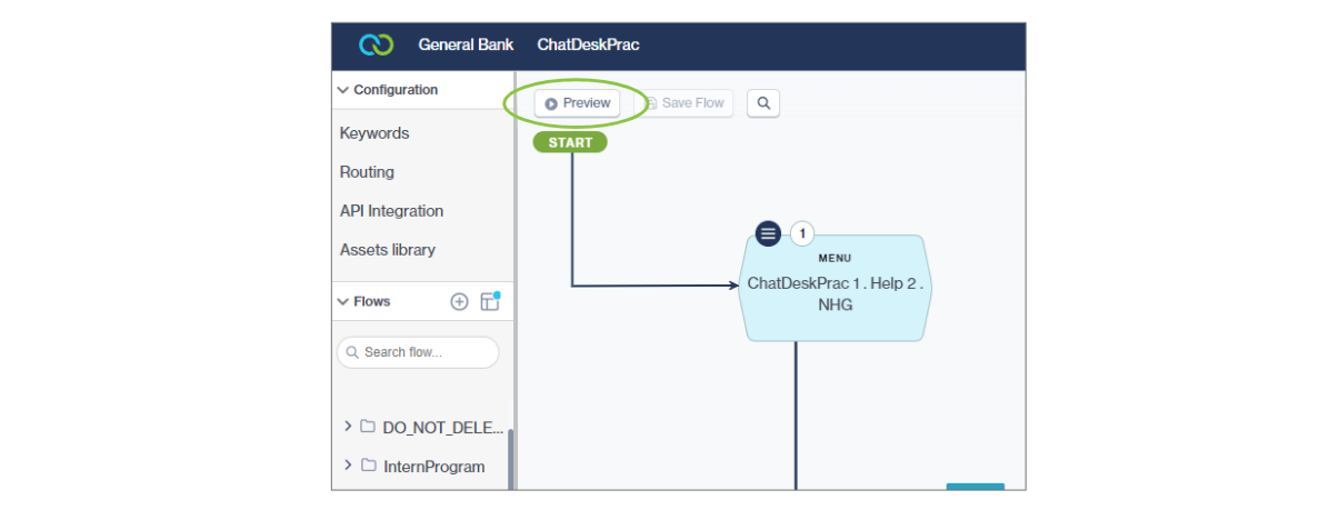 Preview flow on different channels - Chat Flow User Guide