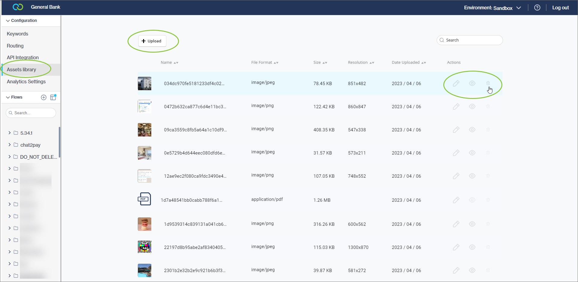 Manage your workflow assets - Chat Flow User Guide