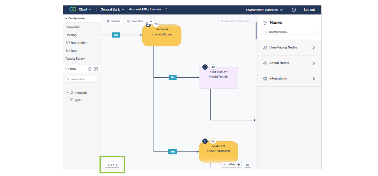 Delete and restore nodes - Chat Flow User Guide