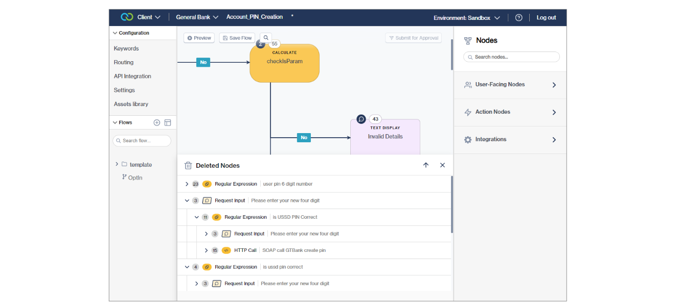 Delete and restore nodes - Chat Flow User Guide