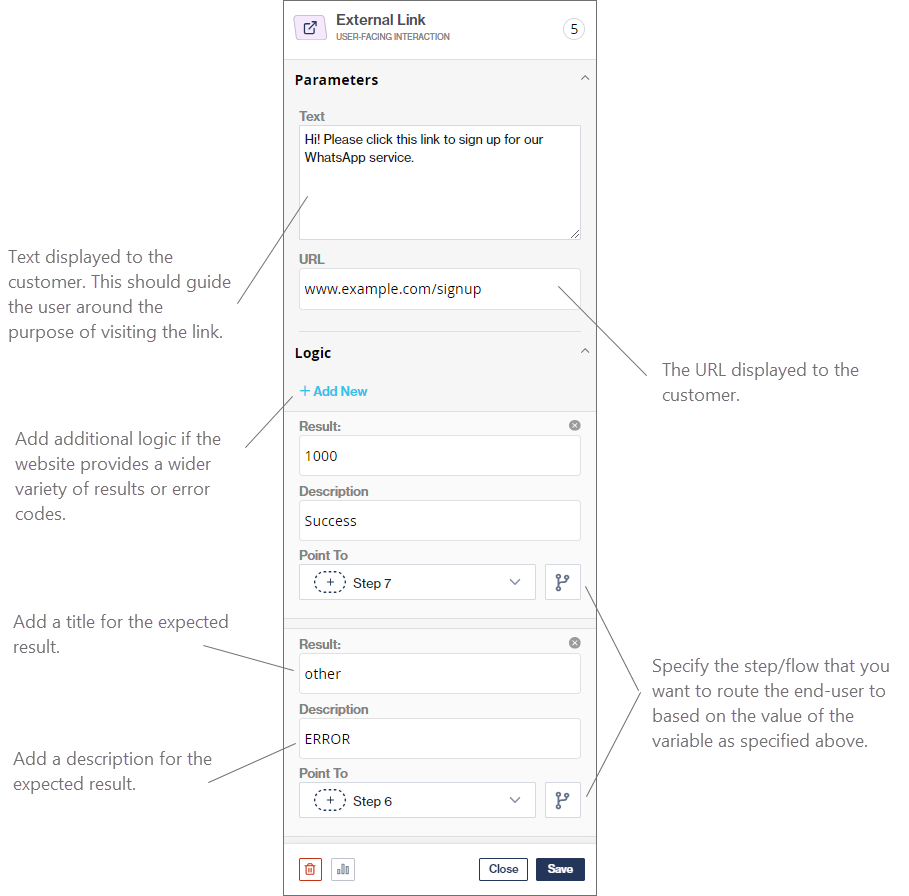 External Link - Chat Flow User Guide