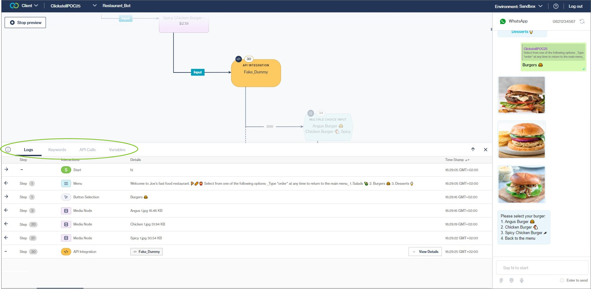 Preview logs - Chat Flow User Guide