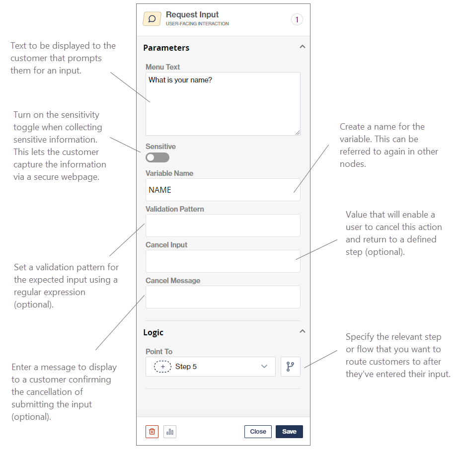 Request Input - Chat Flow User Guide