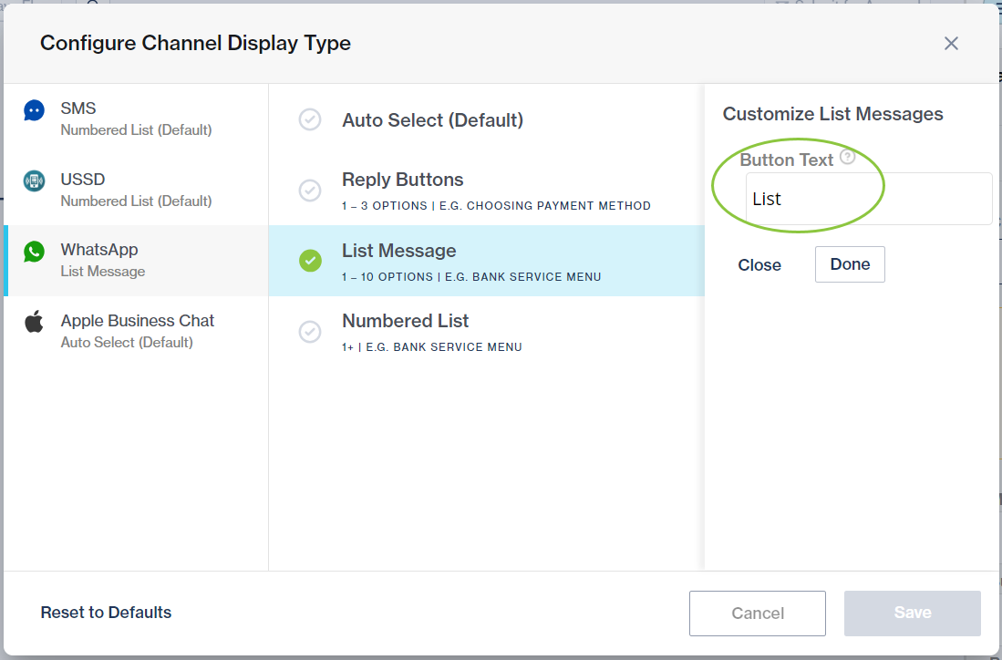 Configure channel display type - Chat Flow User Guide