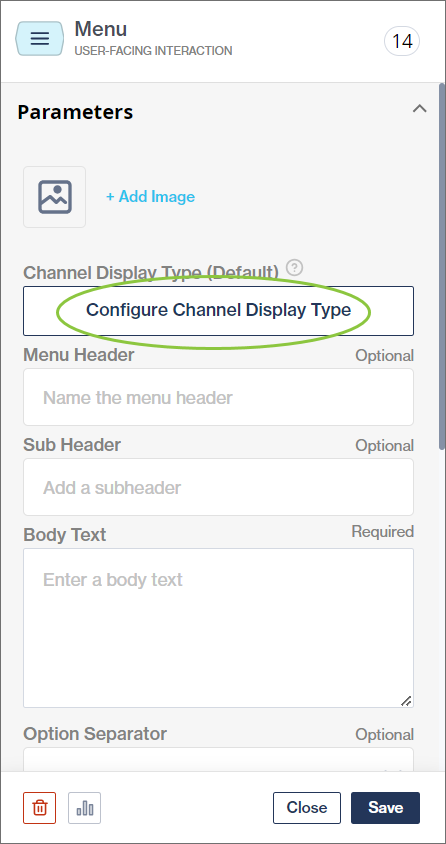 Configure channel display type - Chat Flow User Guide