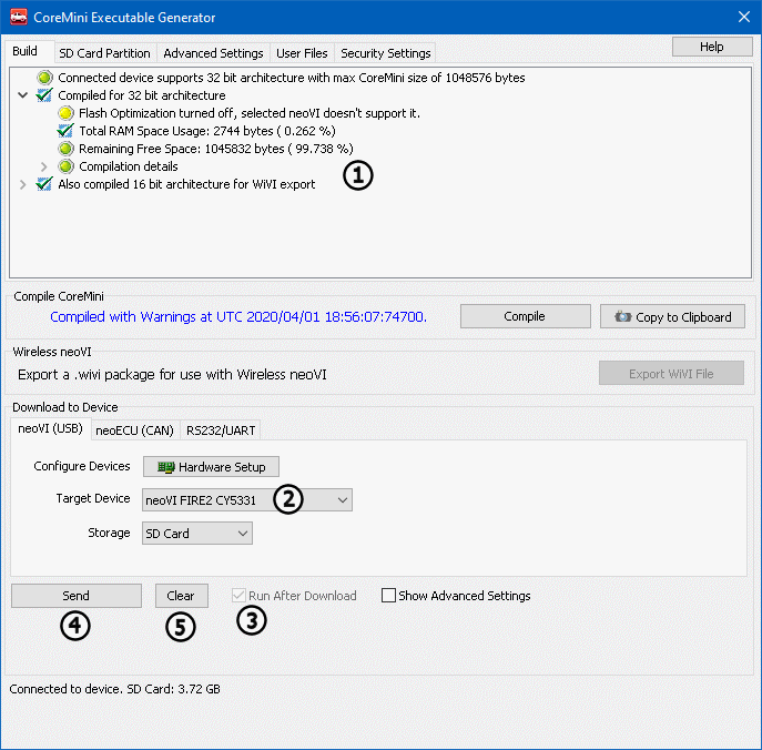 Utilities: CoreMini Console - VSpy 3 Documentation