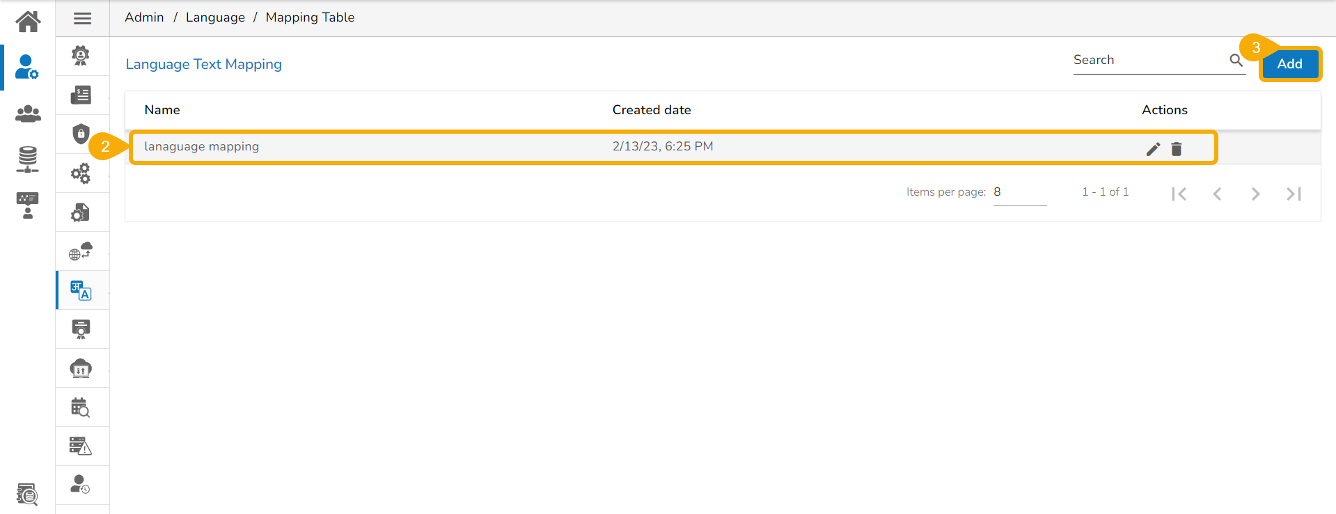 Mapping Table (Language Mapping Part) - Administrative Settings