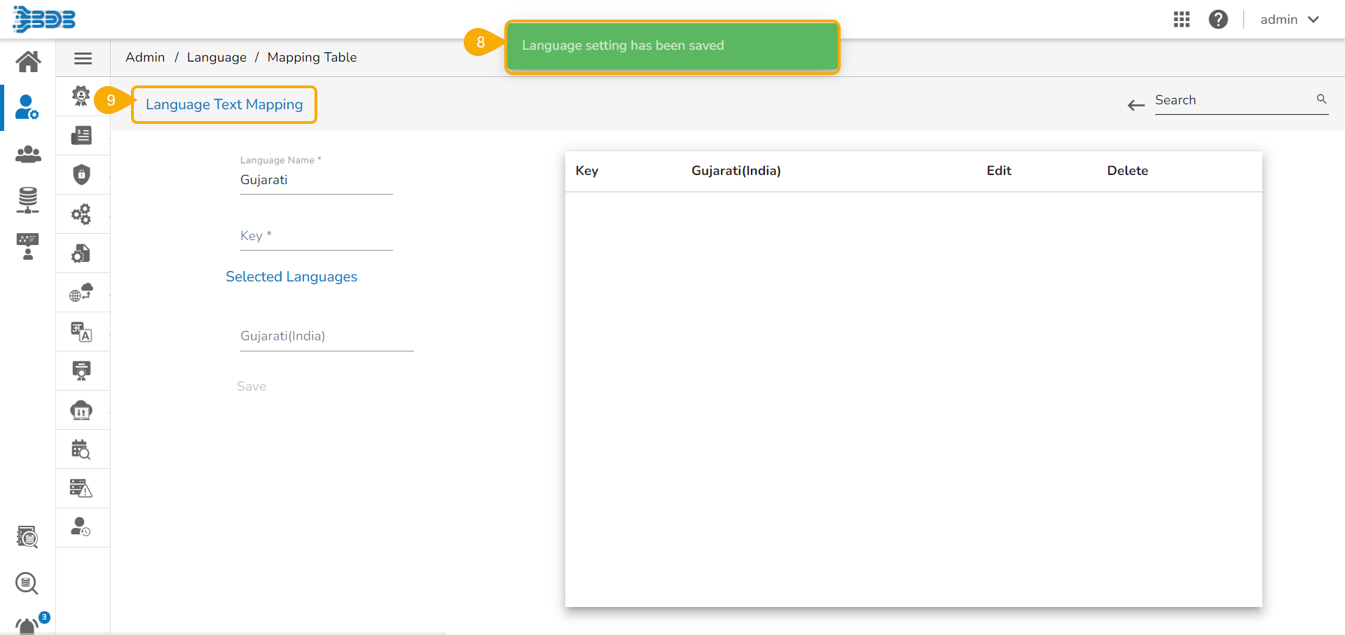 Mapping Table (Language Mapping Part) - Administrative Settings