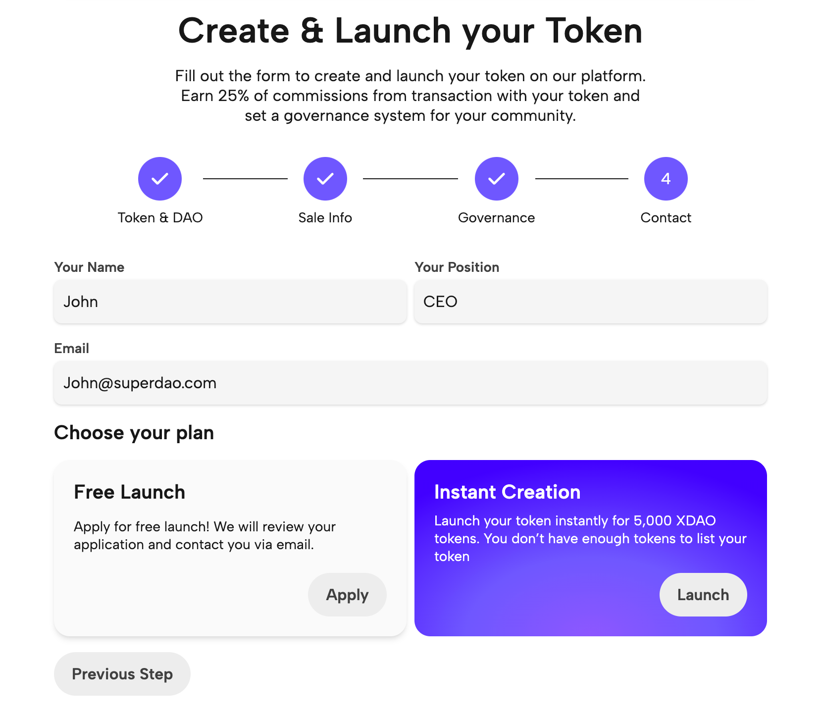 Launch Token - DEXDAO