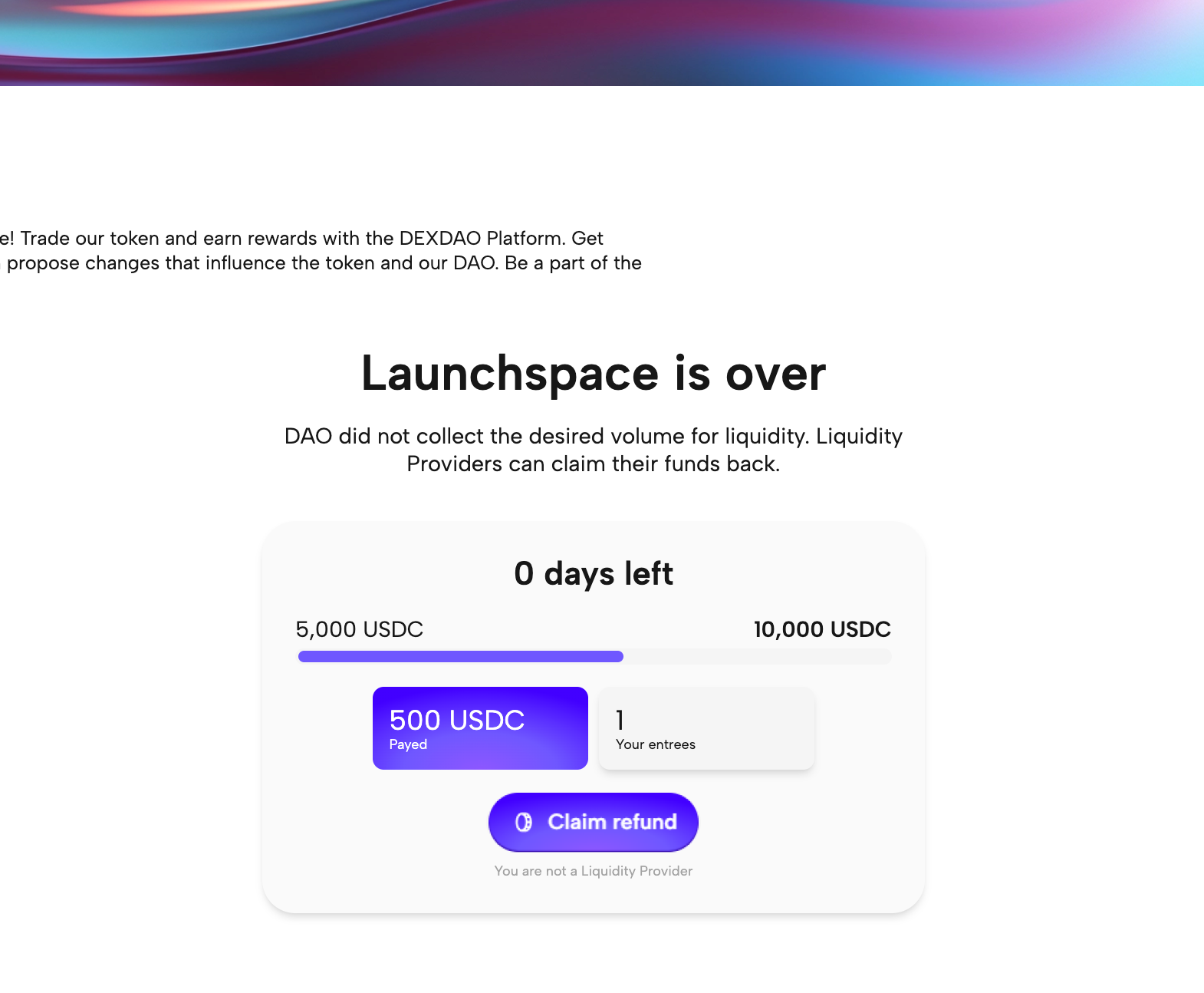 Failed launch - DEXDAO