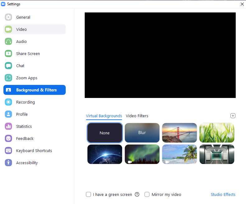 Background & Filters - CMU Zoom Manual