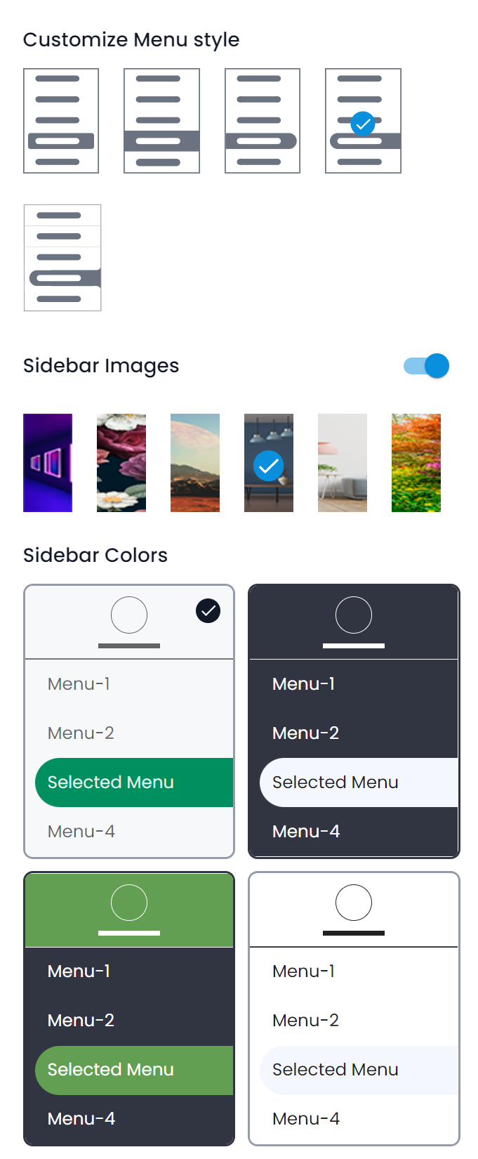 Sidebar Configuration - Crema React