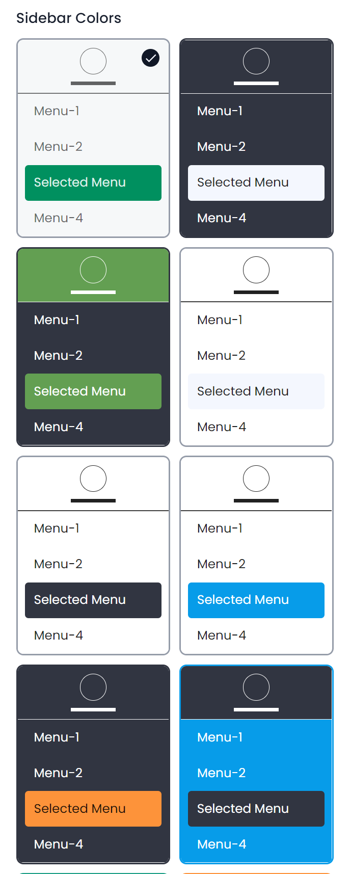 Sidebar Configuration - Crema React