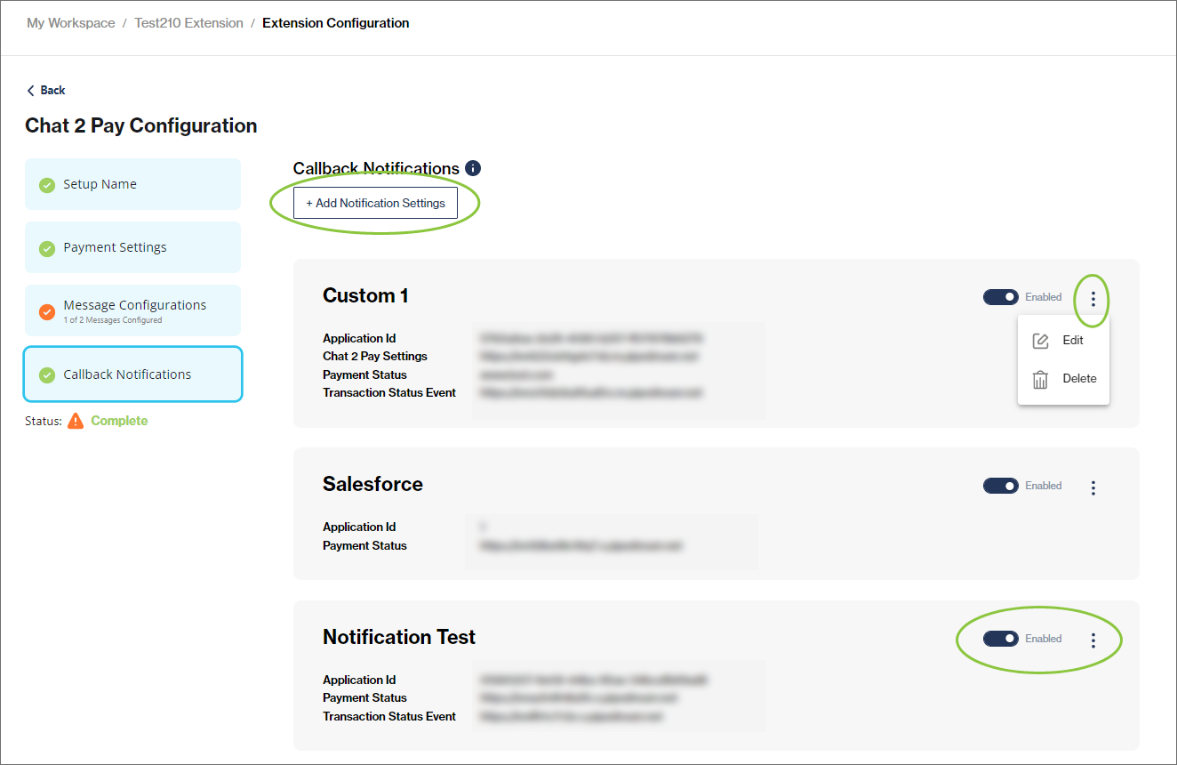 Manage Callback Notifications - Chat 2 Pay User Guide Manage Callback Notifications - Chat 2 Pay User Guide