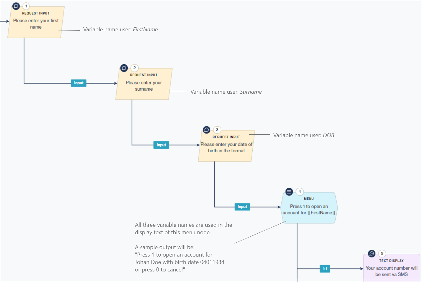 Referring to variables - Chat Flow User Guide