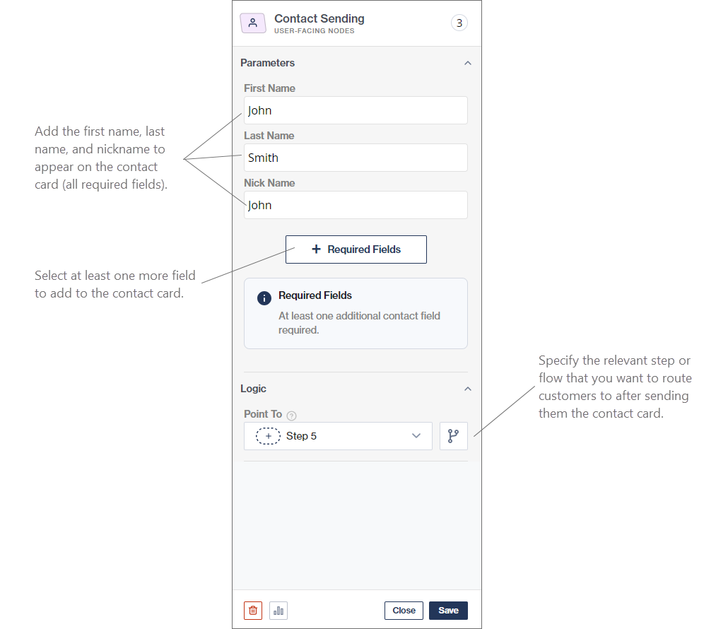 Contact Sending - Chat Flow User Guide