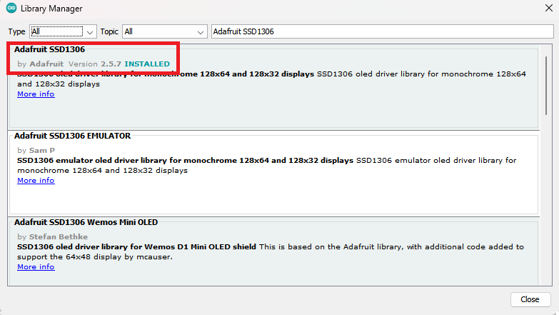 Adafruit SSD1306 - Antares