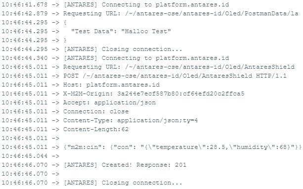 Post dan Get Data DHT 11 ditampilkan pada Display OLED - Antares