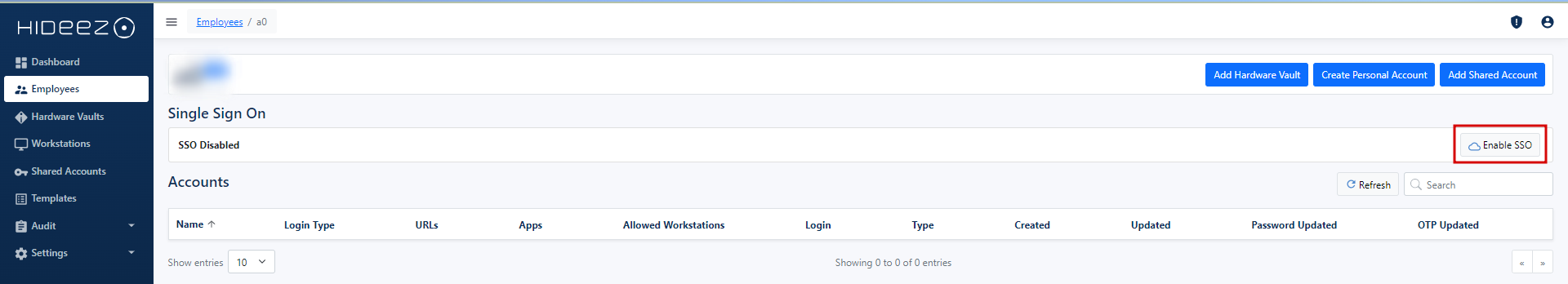 Admin settings - Hideez Authentication Service (EN)